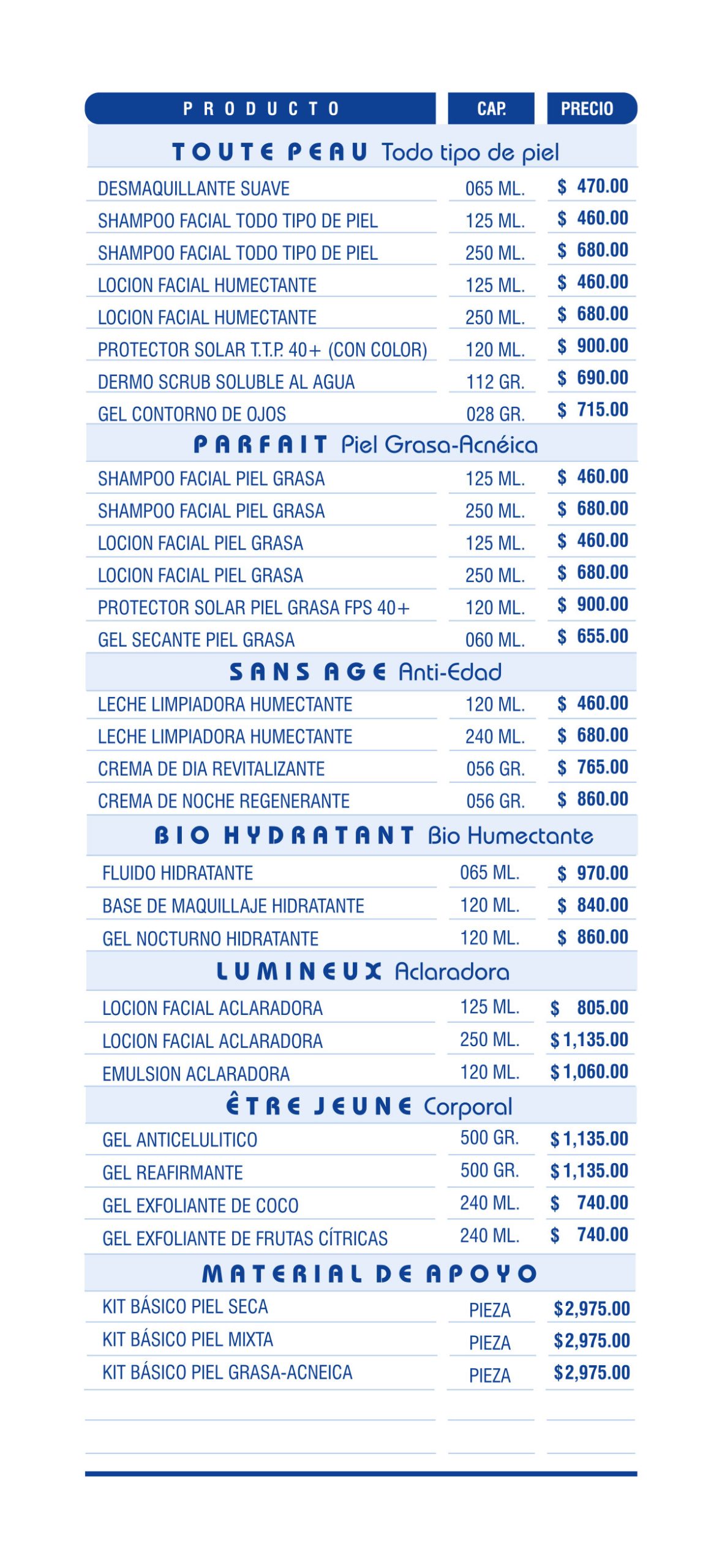 Lista de precios Público – Jenué